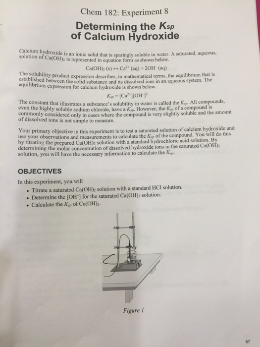 Solved Chem 182: Experiment 8 Determining the Ksp of Calcium | Chegg.com