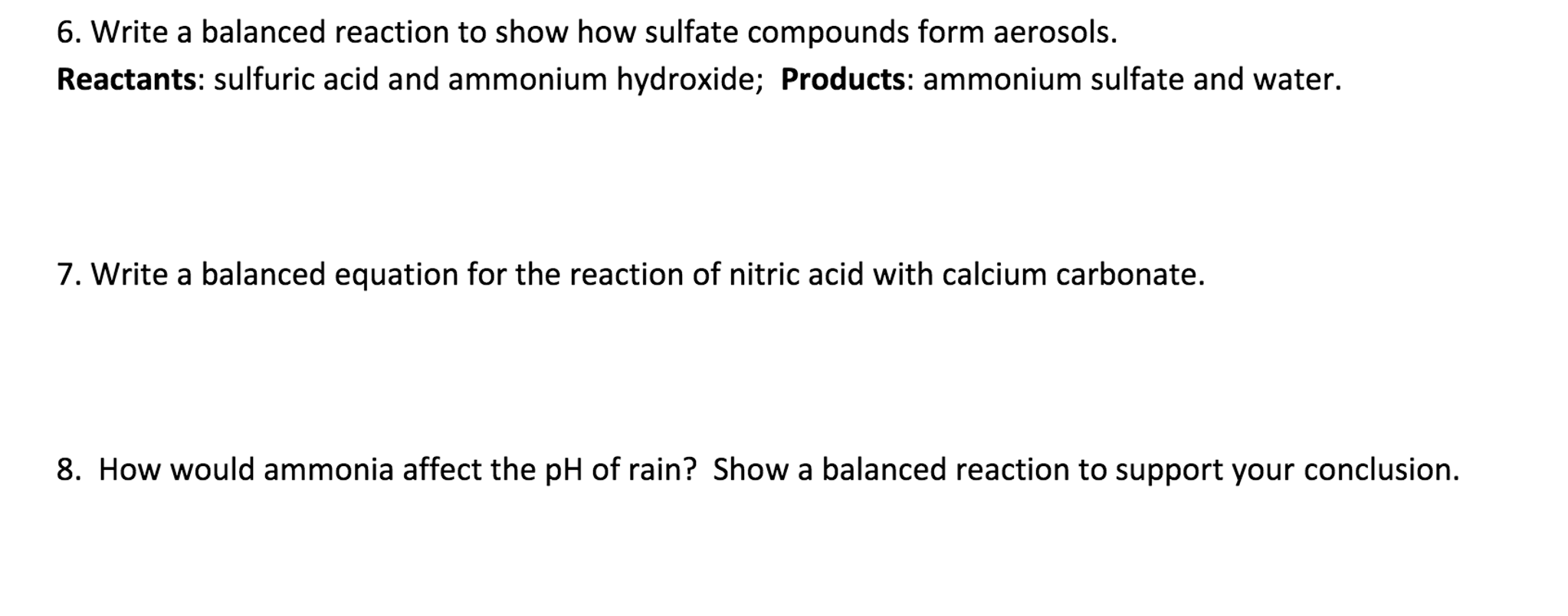 Solved Write a balanced reaction to show how sulfate | Chegg.com