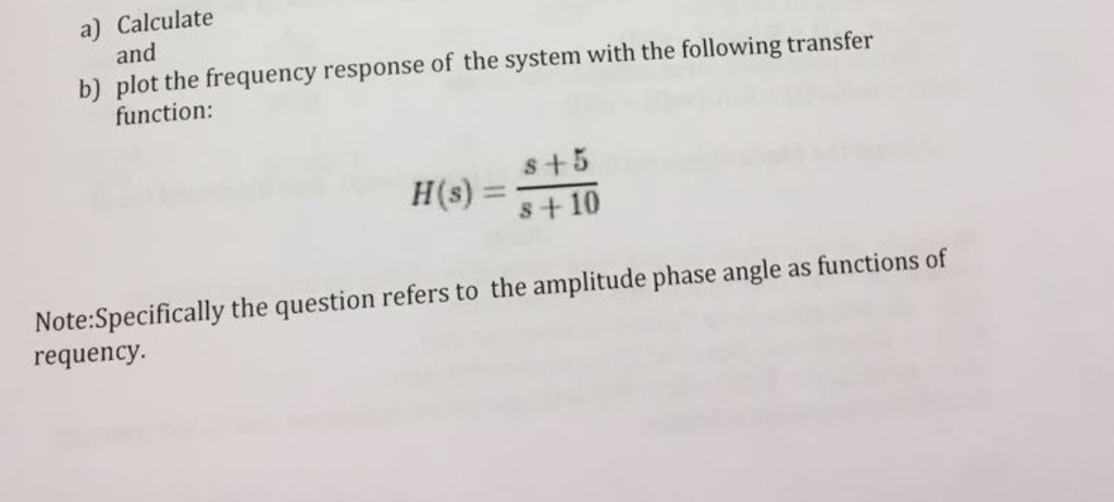 Solved a) Calculate b) plot the frequency response of the | Chegg.com