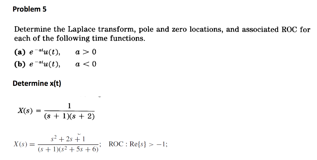 Solved Determine the Laplace transform, pole and zero | Chegg.com