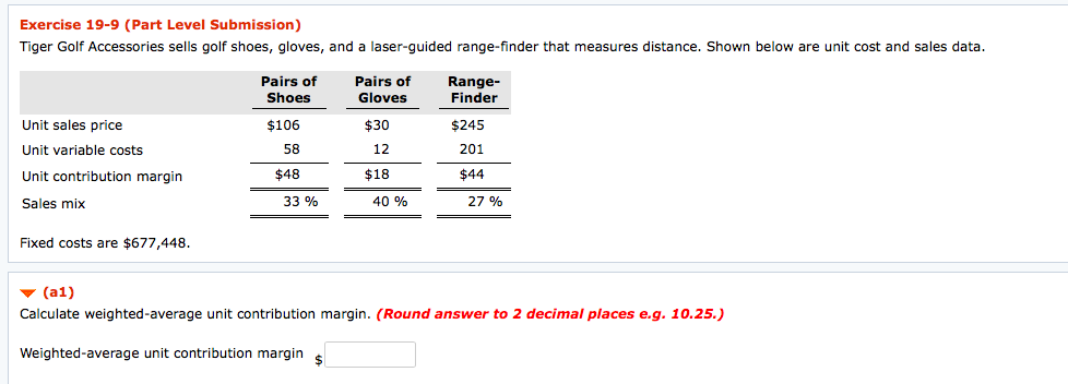 Solved Exercise 19-9 (Part Level Submission) Tiger Golf | Chegg.com