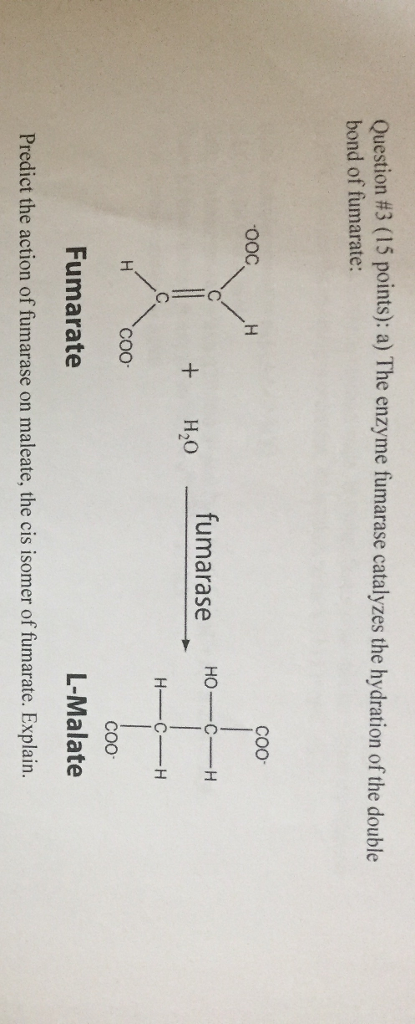 Question #3 (15 points): a) The enzyme fumarase | Chegg.com