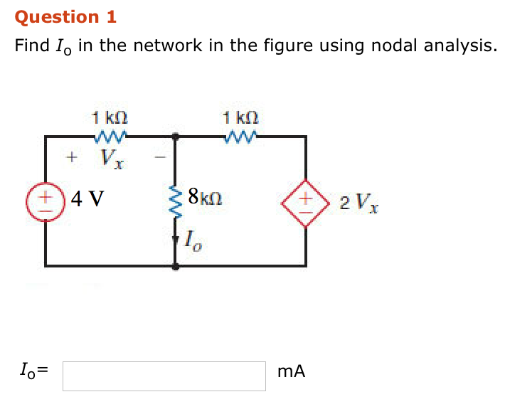 Solved Question 1 Find Io in the network in the figure using | Chegg.com