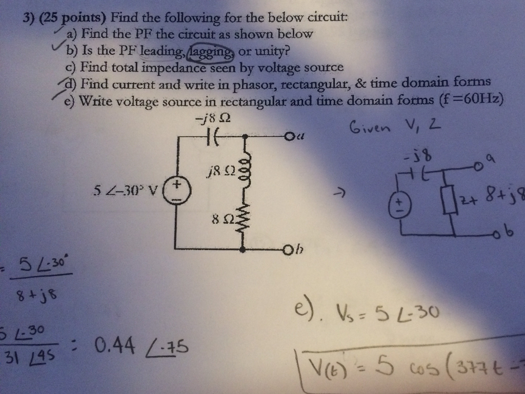 Solved 3) (25 points) Find the following for the below | Chegg.com