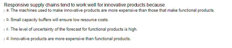 Solved Responsive supply chains tend to work well for | Chegg.com