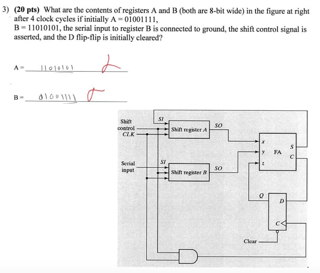 Solved 3) What are the contents of registers A and B (both | Chegg.com