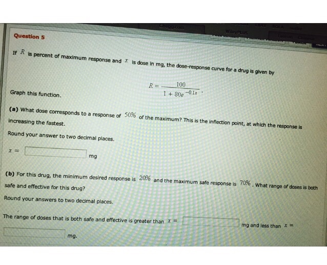 Solved If R is percent of maximum response and x Is dose In | Chegg.com