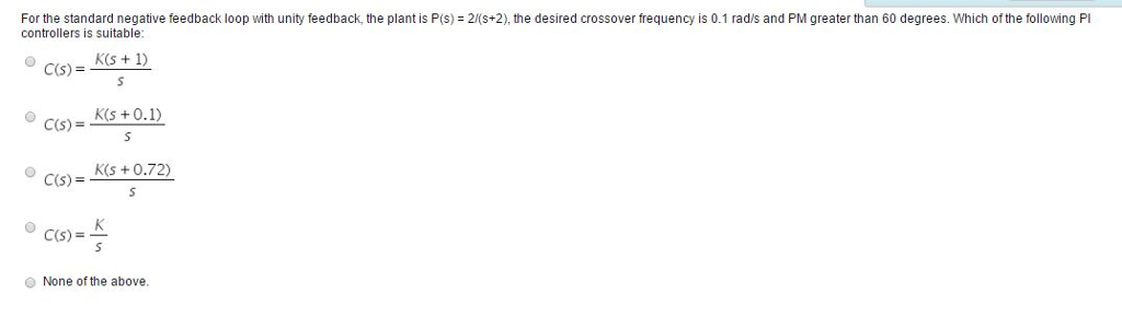 Solved For the standard negative feedback loop with unity | Chegg.com