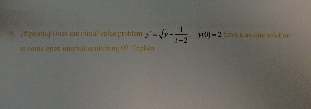 Solved Does the initial value problem y' = Squareroot y - | Chegg.com