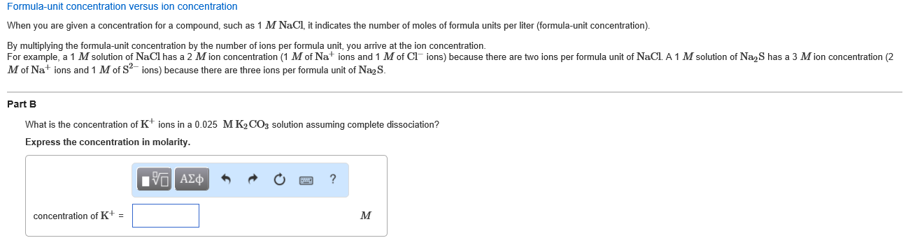 Solved Formula - unit concentration versus ion concentration | Chegg.com