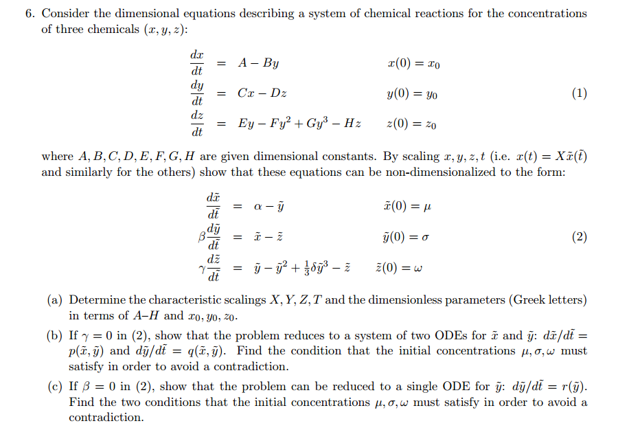 6. Consider the dimensional equations describing a | Chegg.com