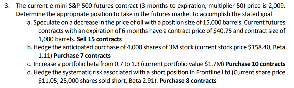 Solved The current e-mini S&P 500 futures contract (3 months | Chegg.com