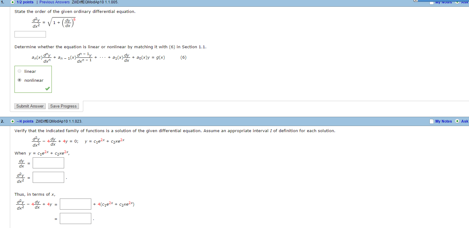 Solved State The Order Of The Given Ordinary Differential