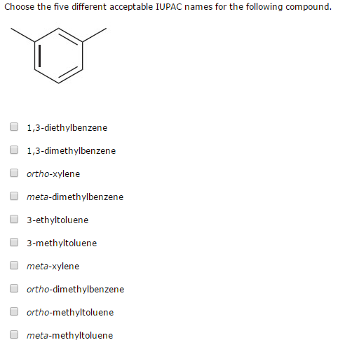 Solved Choose the five different acceptable IUPAC names for | Chegg.com