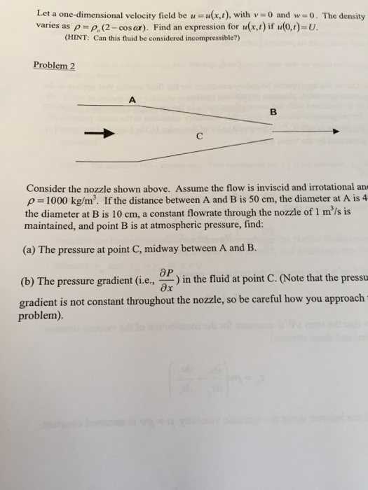 Solved Let a one-dimensional velocity field be u = u(x,t), | Chegg.com