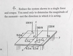 Solved Reduce the system shown to a single force and couple. | Chegg.com