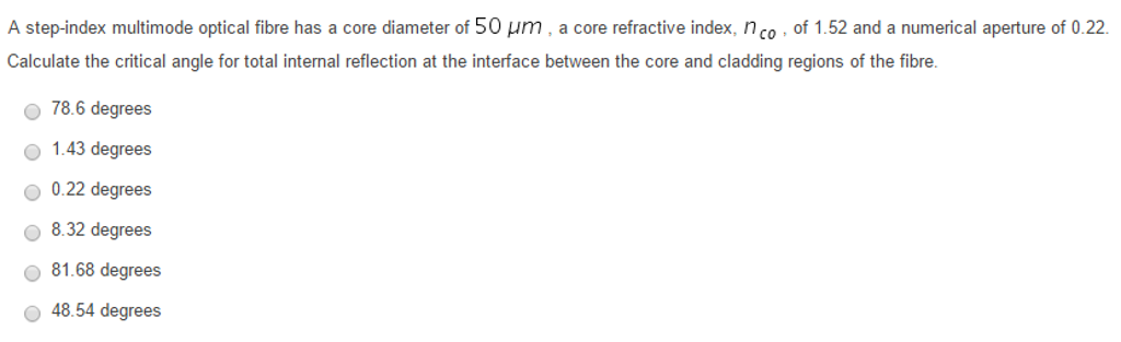 Solved A step-index multimode optical fibre has a core | Chegg.com