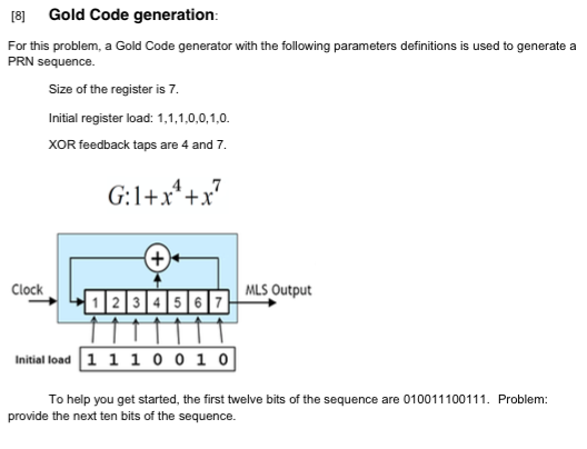 [8] Gold Code generation: For this problem, a Gold | Chegg.com