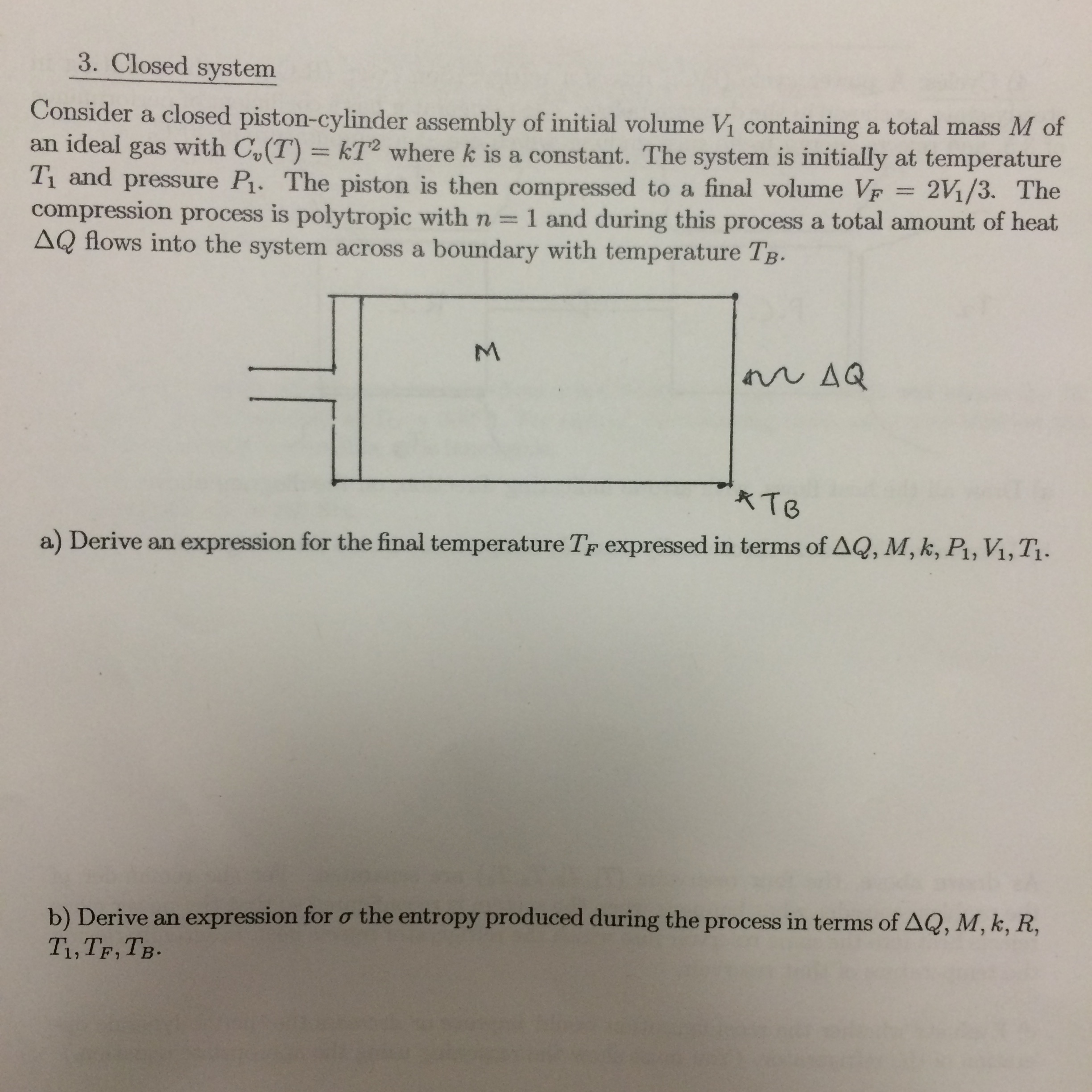 Closed system Consider a closed piston-cylinder | Chegg.com