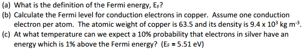 Solved (a) What is the definition of the Fermi energy, EF? | Chegg.com