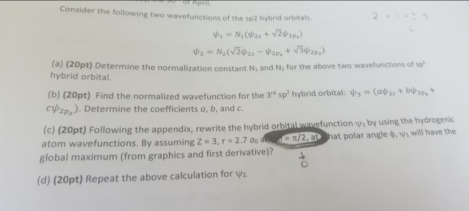 Consider the following two wavefunctions of the sp2 | Chegg.com