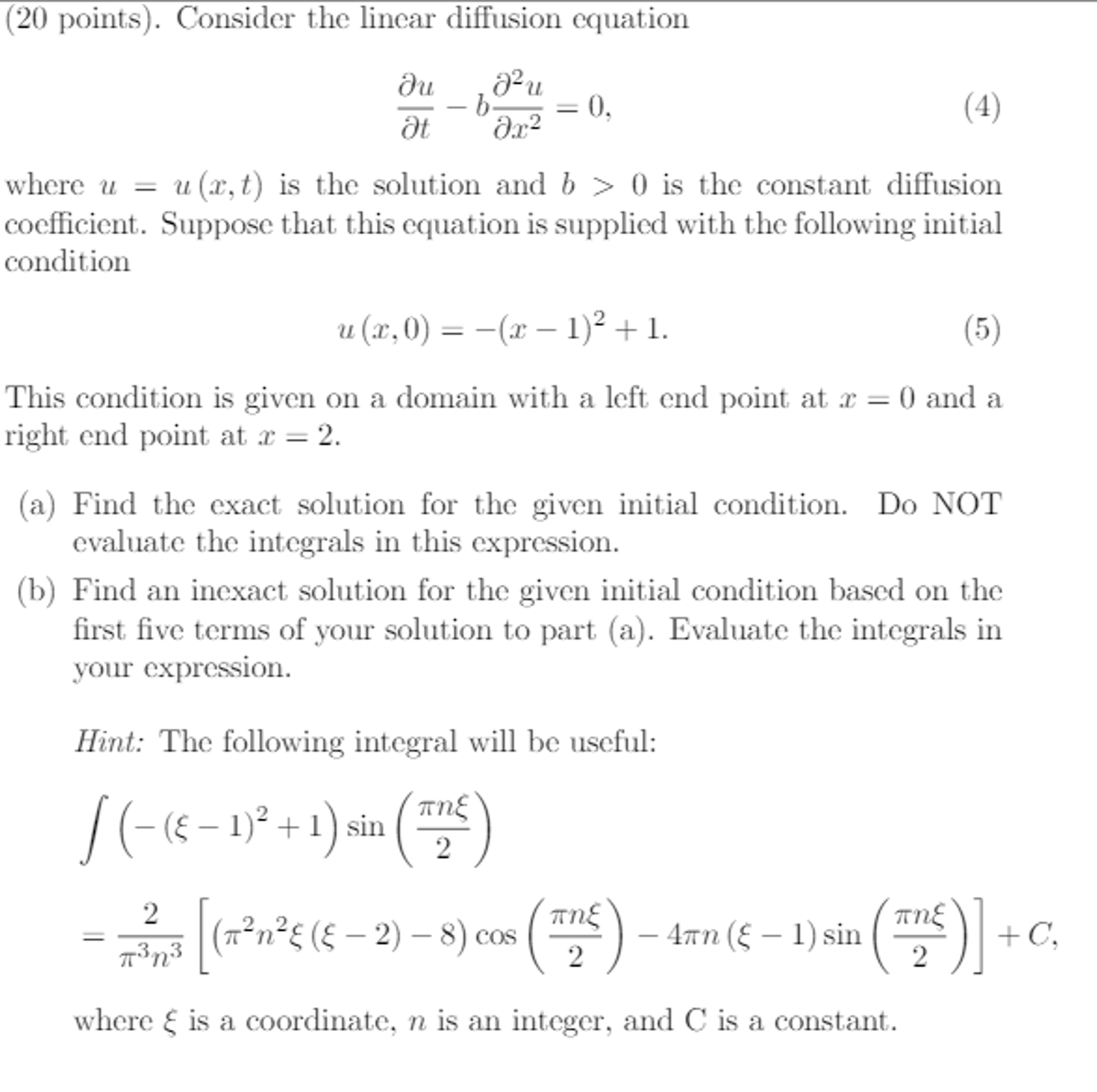 Solved Consider the linear diffusion equation partial | Chegg.com