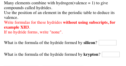 Solved Many elements combine with hydrogen(valence = 1) to | Chegg.com