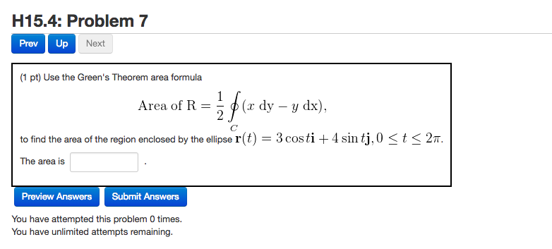 Solved H15.4: Problem7 Prev Up Next (1 pt) Use the Green's | Chegg.com Solved H15.4: Problem7 Prev Up Next (1 pt) Use the Green's | Chegg.com