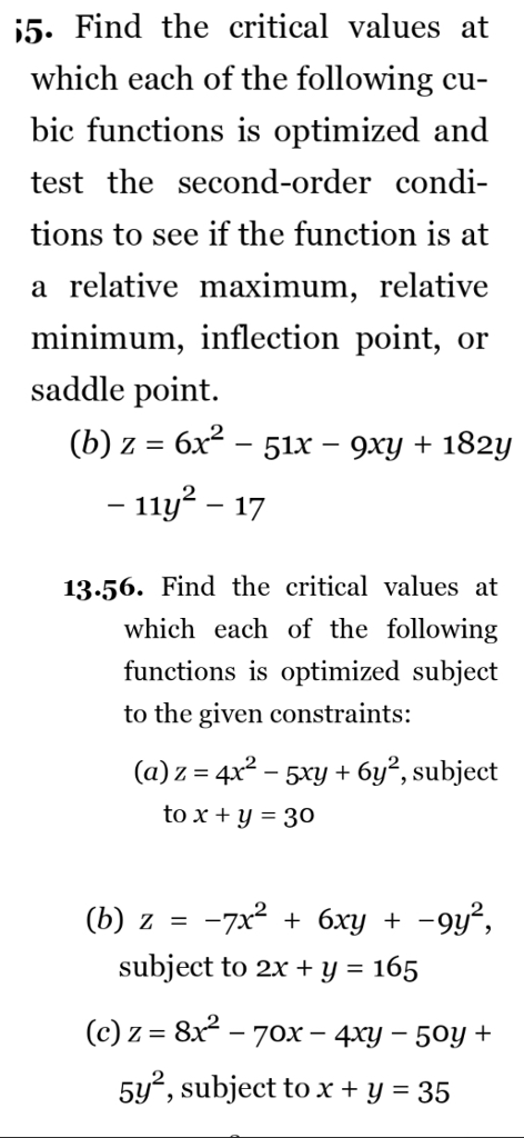 Solved 5. Find the critical values at which each of the | Chegg.com