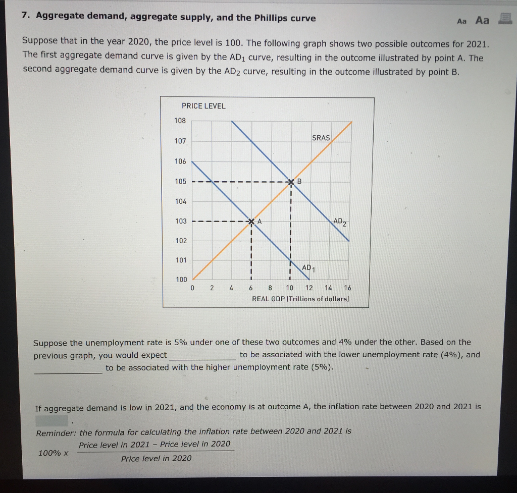 Solved 7. Aggregate demand, aggregate supply, and the | Chegg.com