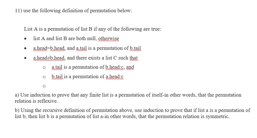 Solved 11) use the following definition of permutation | Chegg.com