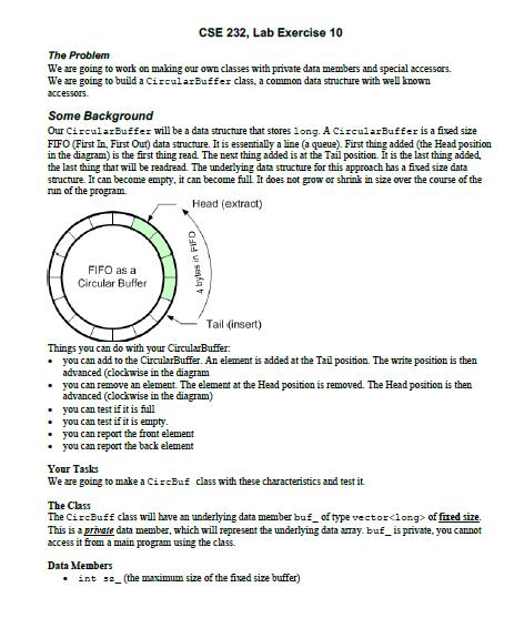 Solved Cse 232 Lab Exercise 10 The Problem We Are Going To 