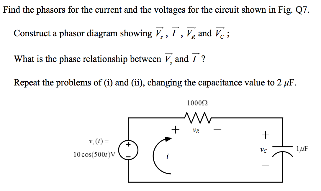 Solved Find The Phasors For The Current And For The Voltages