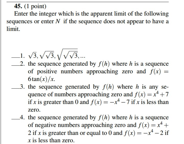 Solved 45. (1 point) Enter the integer which is the apparent | Chegg.com