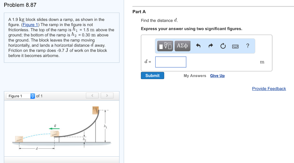 Solved A 1.9 kg block slides down a ramp, as shown in the | Chegg.com