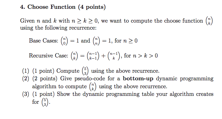 Solved: Given N And K With N Greaterthanorequalto K Greate... | Chegg.com