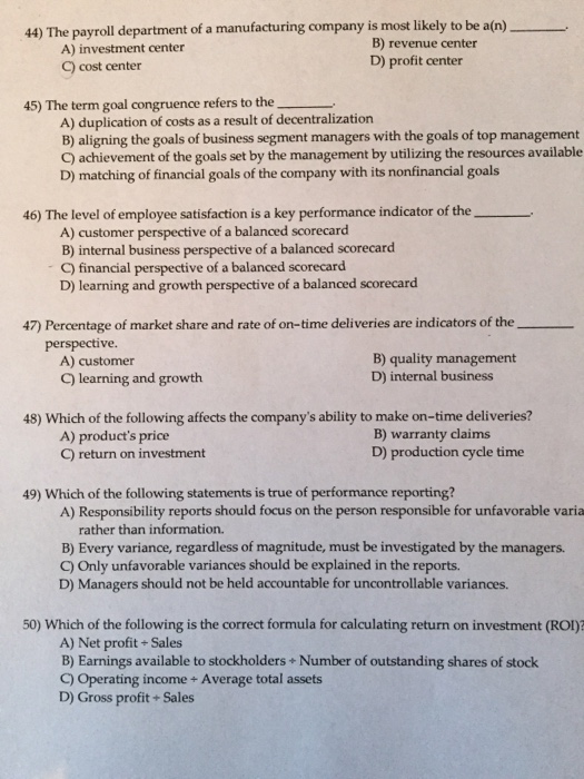 Solved The payroll department of a manufacturing company is | Chegg.com