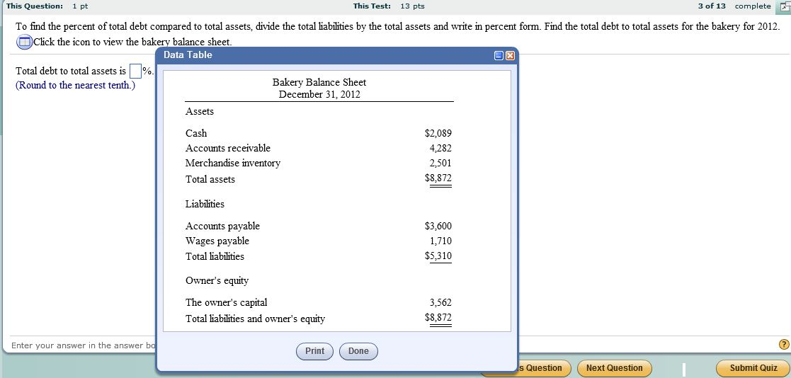 Solved To Find The Percent Of Total Debt Compared To Total Chegg