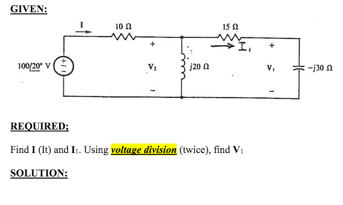 Solved Find I (It) and I_1. Using voltage division | Chegg.com