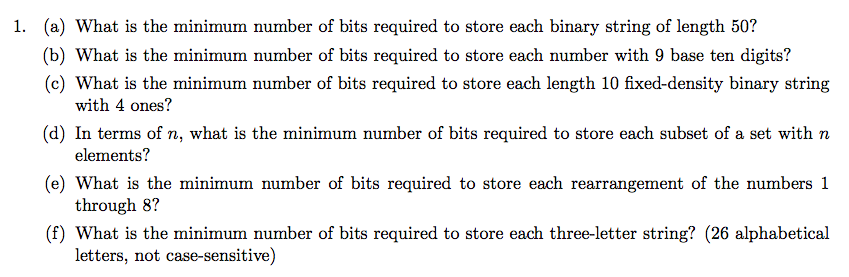 Solved What is the minimum number of bits required to store | Chegg.com