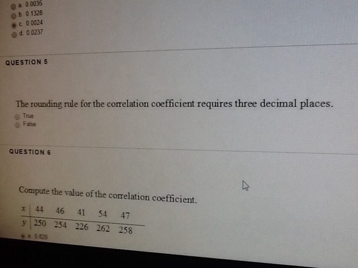 Solved The rounding rule for the correlation coefficient | Chegg.com