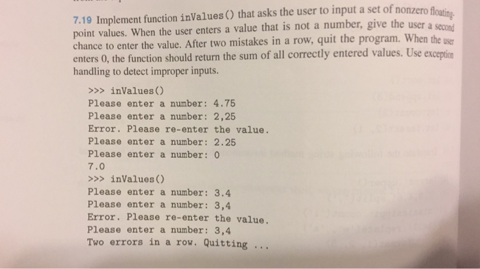 Solved Implement Function Invalues That Asks The User To