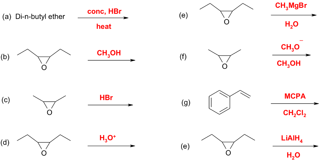 Solved CH,MgBr conc, HBr (a) Di-n-butyl ether heat CH3o CH | Chegg.com