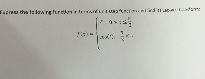 Solved Express the following function in terms of unit step | Chegg.com