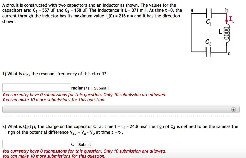 Solved A circuit is constructed with two capacitors and an | Chegg.com