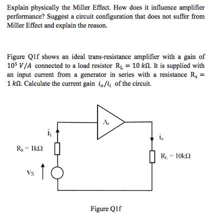 Solved Explain physically the Miller Effect. How does it | Chegg.com
