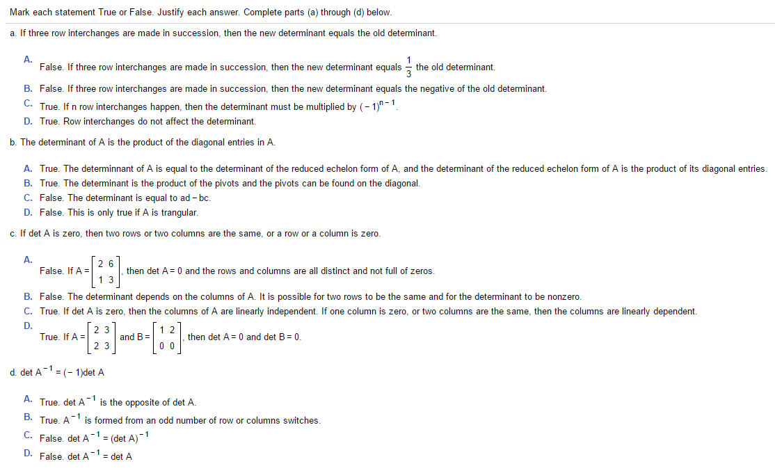Solved 1/If three row interchanges are made in succession, | Chegg.com