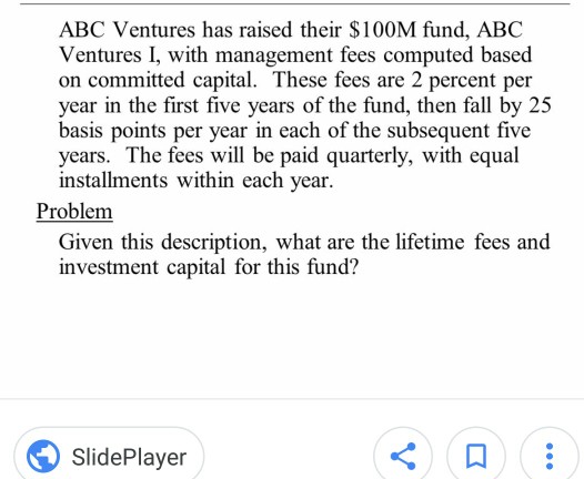 Solved ABC Ventures has raised their $100M fund, ABC | Chegg.com