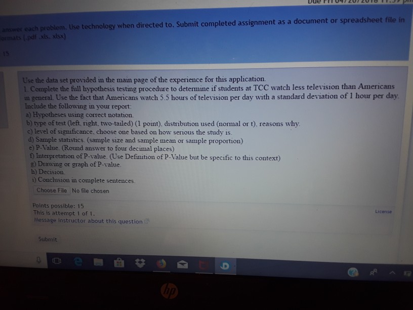 Solved Number of Hours of TV watched per day 0.5 2.5 3.5 1.5 | Chegg.com