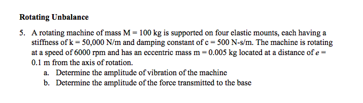 Solved Rotating Unbalance 5. A rotating machine of mass M- | Chegg.com